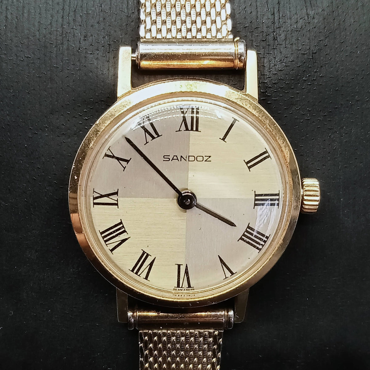 Sandoz Lady Incabloc 369V-13 17J Two Tone Champagne Dial Mechanical Wa ...